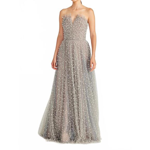 Theia | Dresses | New Theia Womens Marilyn Strapless Glimmer Gown In ...